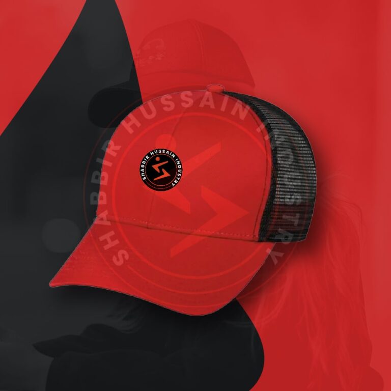 Perforated Red & Black Cap – Shabbir Hussain Ind